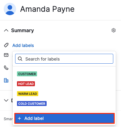 Contact labels - Knowledge Base | Pipedrive